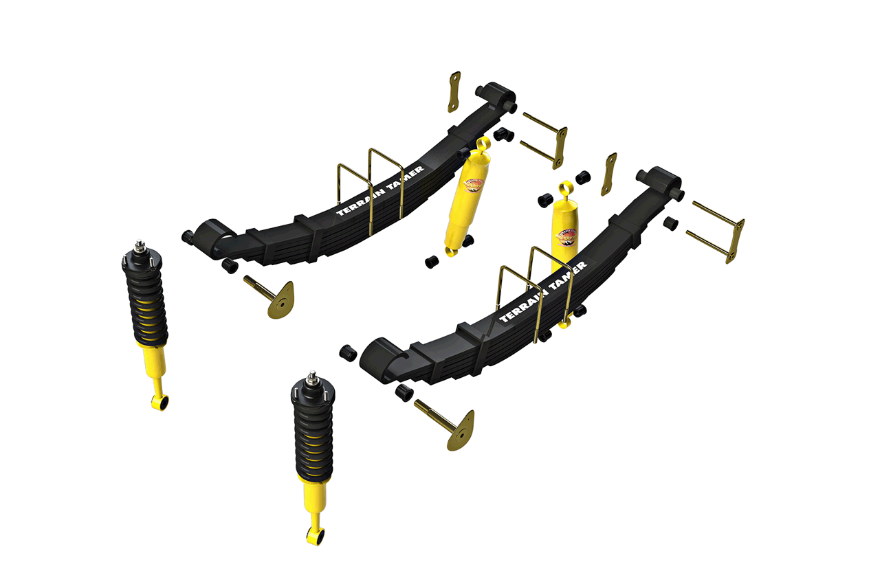 SUSP KIT INC STRUTS SHOCKS BUSHES PIN KIT U BOLTS LEAF REAR – Ramped up 4x4