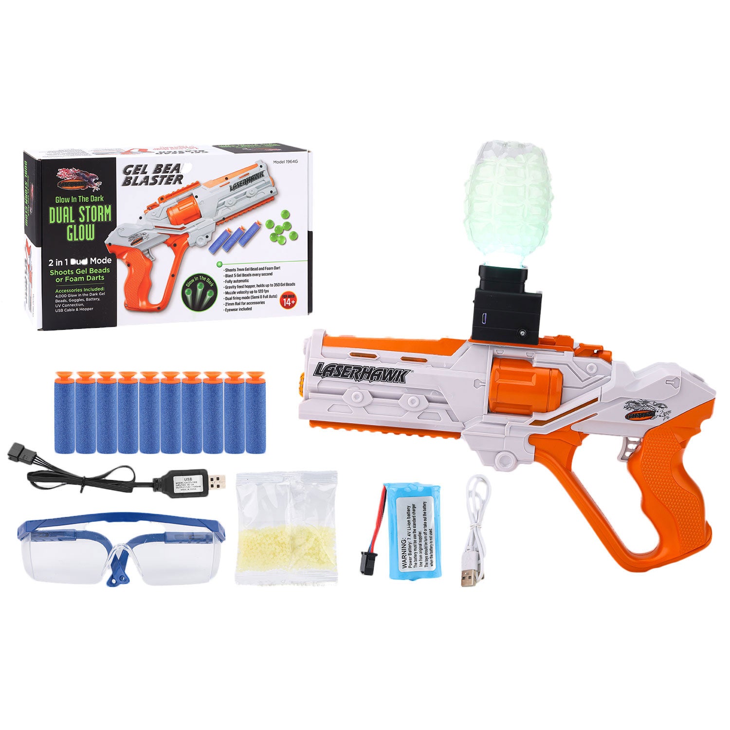 Laserhawk Dual Storm Gel Blaster w Glow Balls – Ramped up 4x4